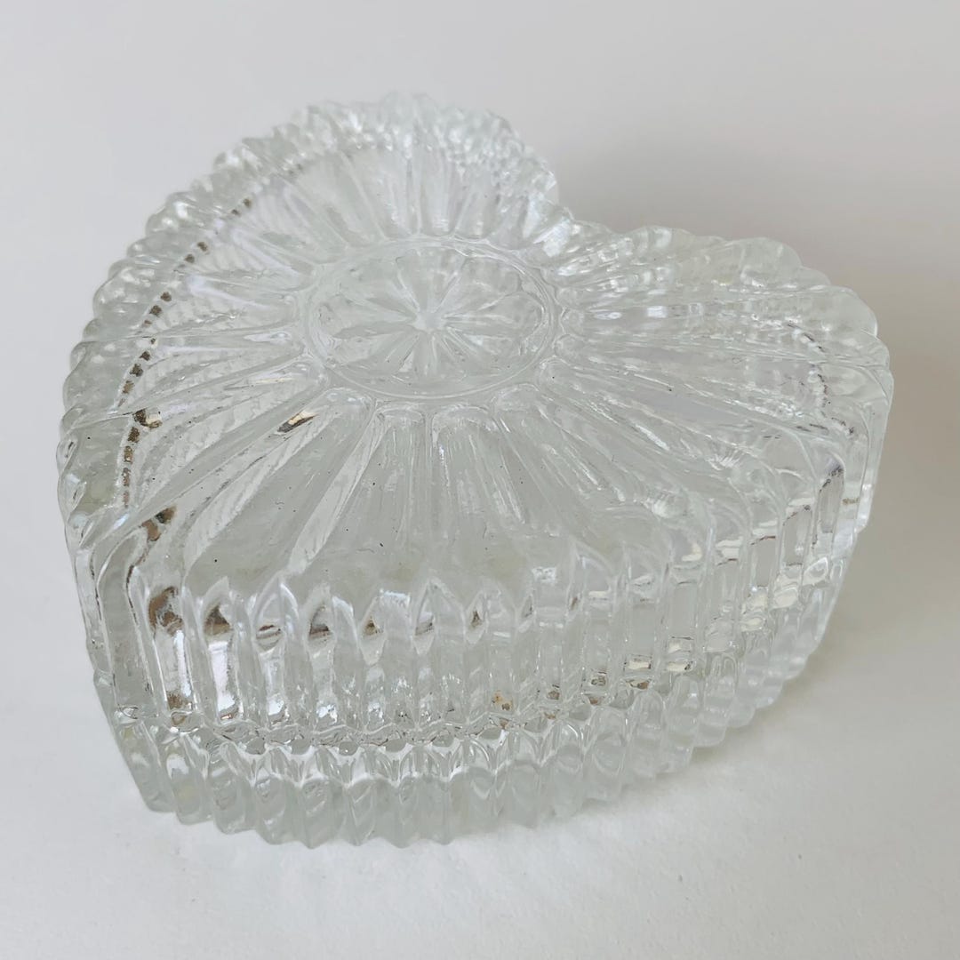 GLASS HEART BOX, Clear Glass Faucet Look Heart Shaped Box, Ring Box ...