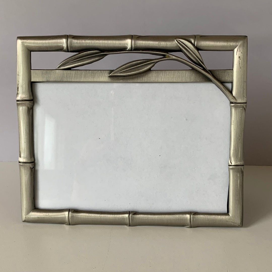 ELSA L SILVER METAL Picture Frame, Silver Finish Metal Cut Out Bamboo ...