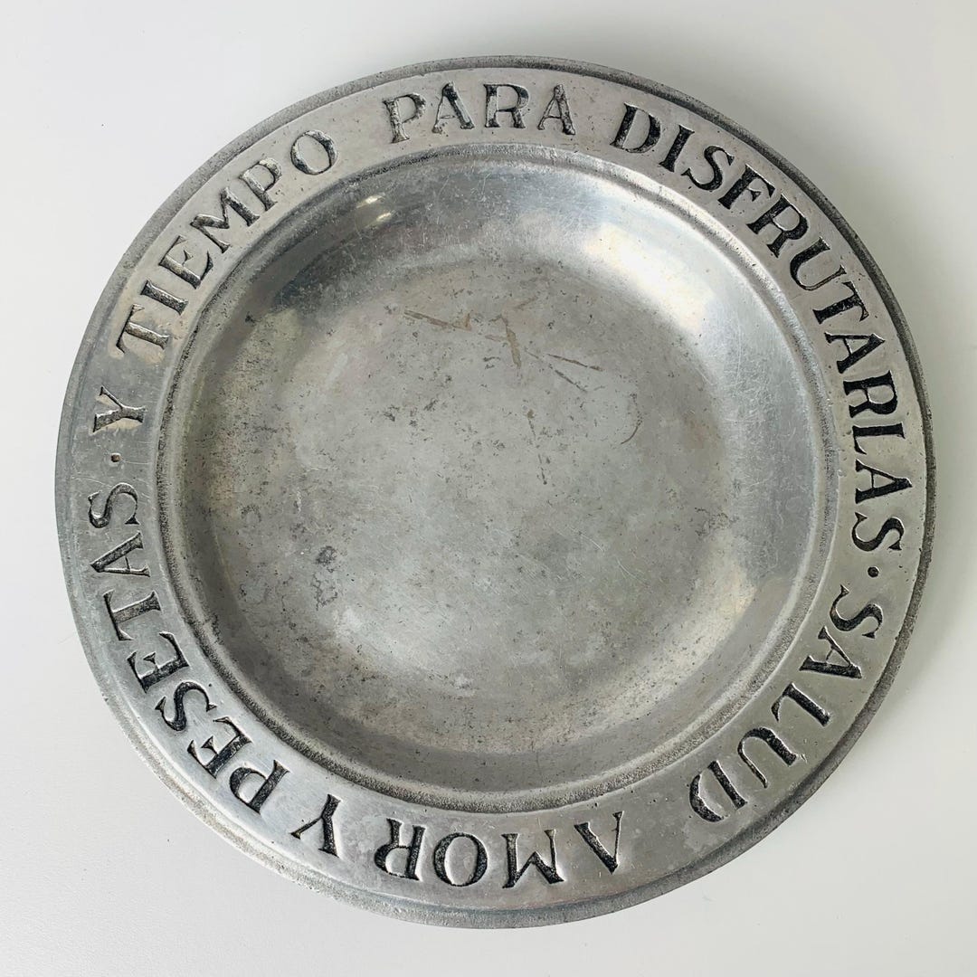 WILTON SPANISH PEWTER Bowl, Wilton Columbia Spanish Health Love Money ...