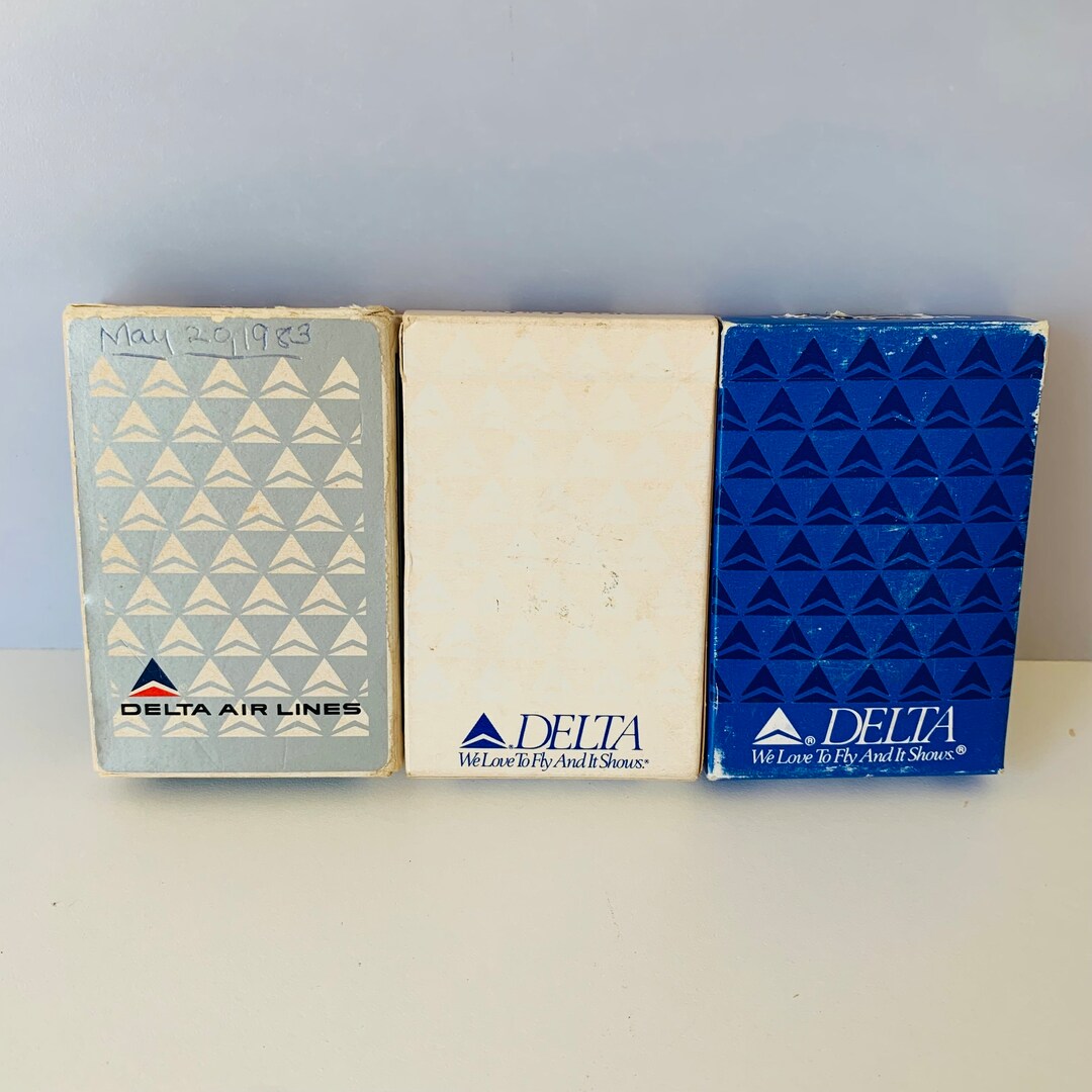 3 DELTA PLAYING CARDS Decks in Boxes, 3 Packs of Delta Airlines Playing ...