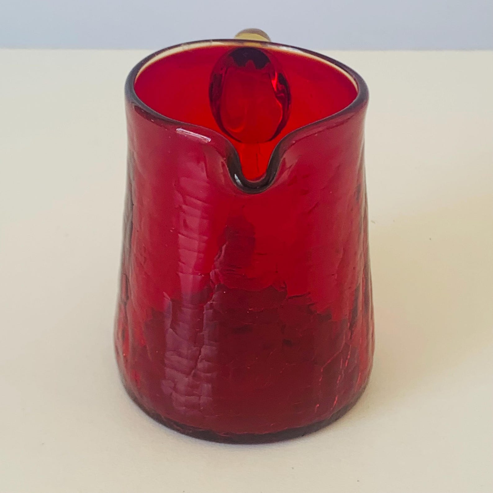 SMALL GLASS PITCHER, Red and Amber Glass 2-1/2 T Pitcher Creamer, Red ...