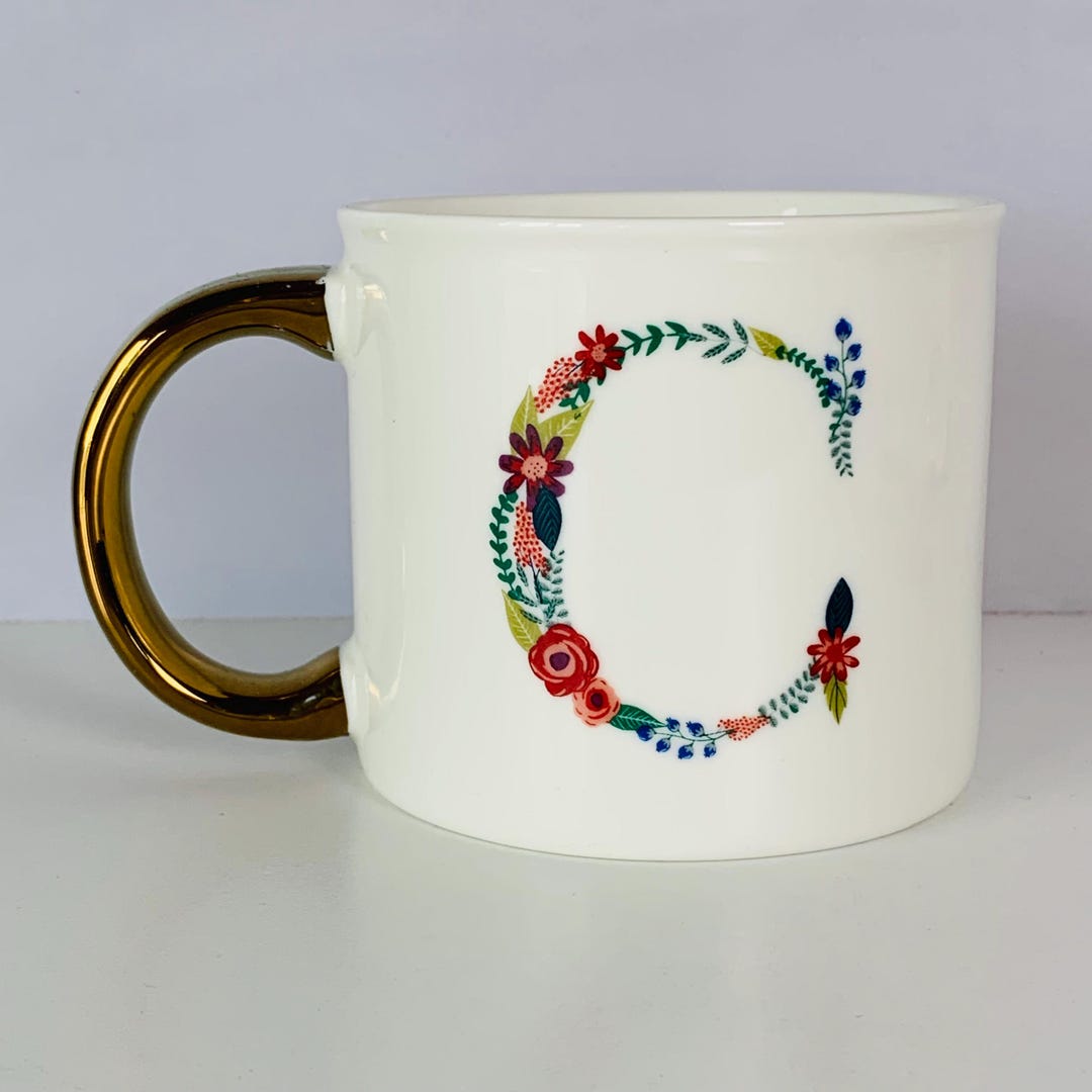 LETTER C OPALHOUSE MUG, Flowers Initial C Coffee Cup, Opalhouse C ...