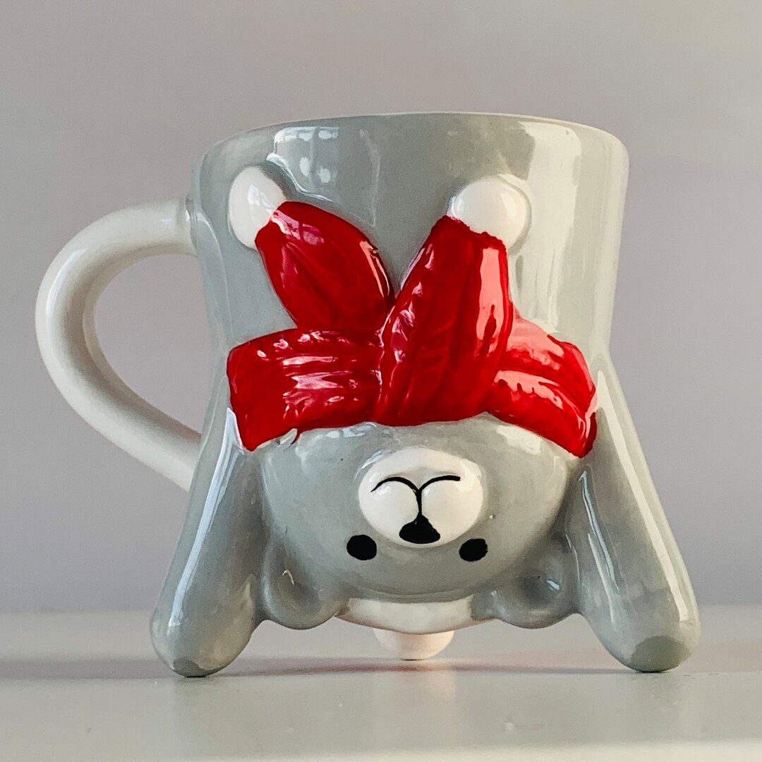 UPSIDE DOWN TEDDY Bear Cup, Mini Bear Shaped Mug, Bear Upside Down Mug ...