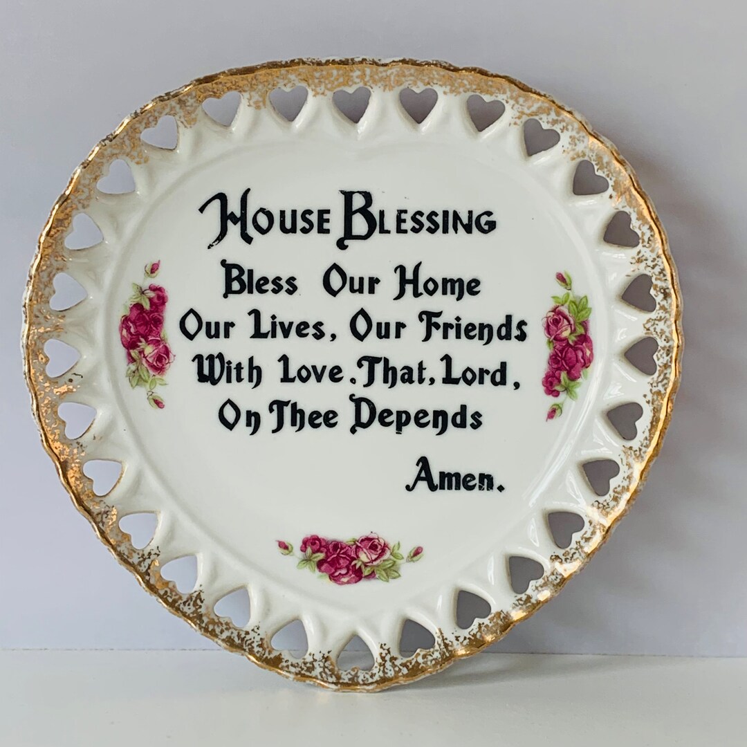 VINTAGE BLESSING PLATE, 1971 Napco Home Blessings Heart Shaped Plate ...