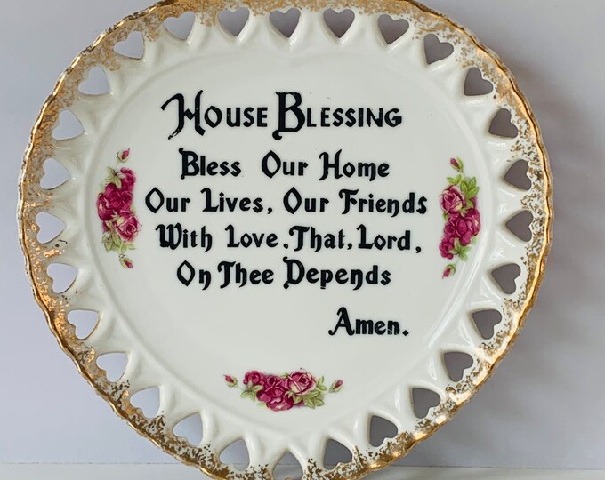 VINTAGE BLESSING PLATE, 1971 Napco Home Blessings Heart Shaped Plate ...