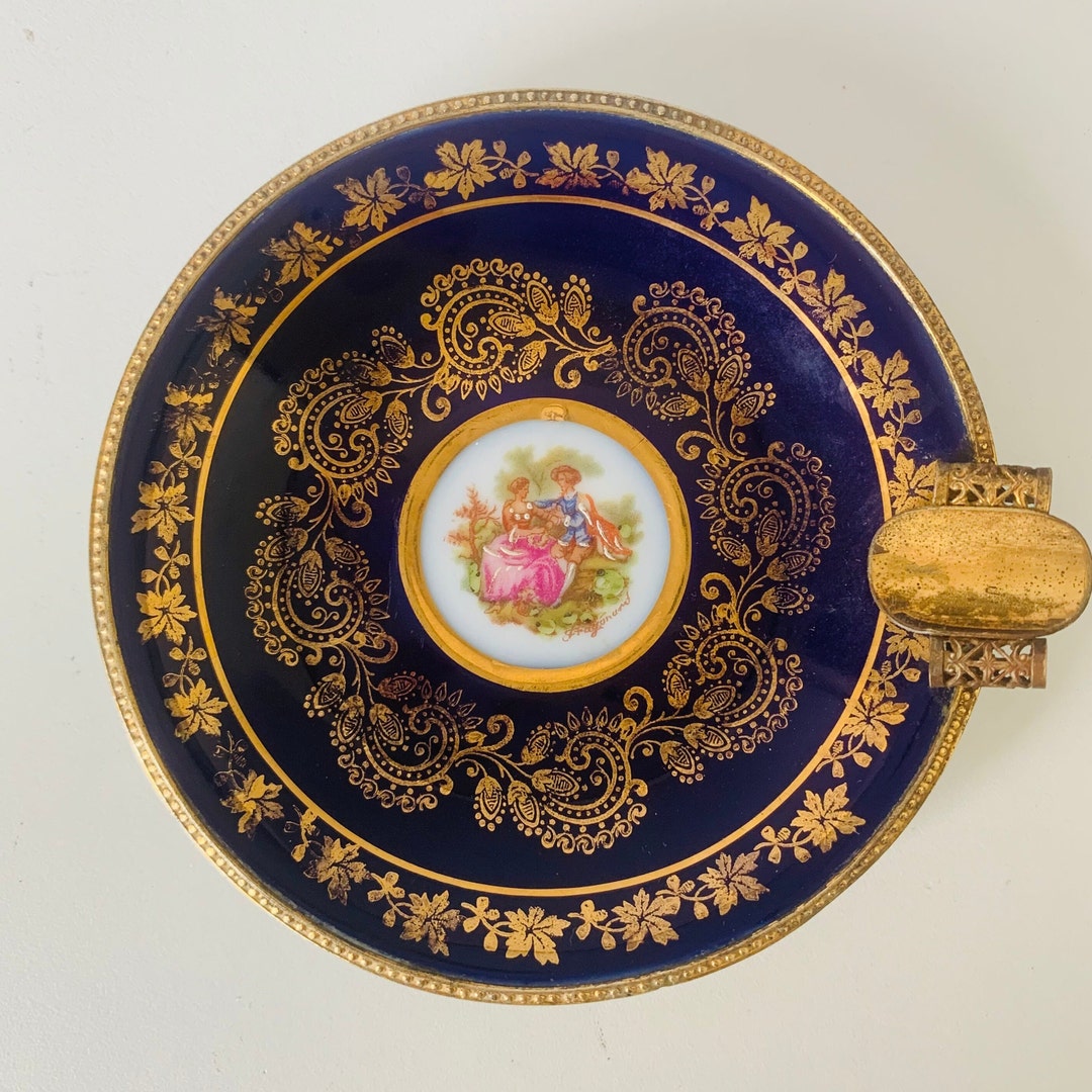 LIMOGES ASHTRAY, Vintage Limoges Porcelain Ashtray With Brass Edge and ...