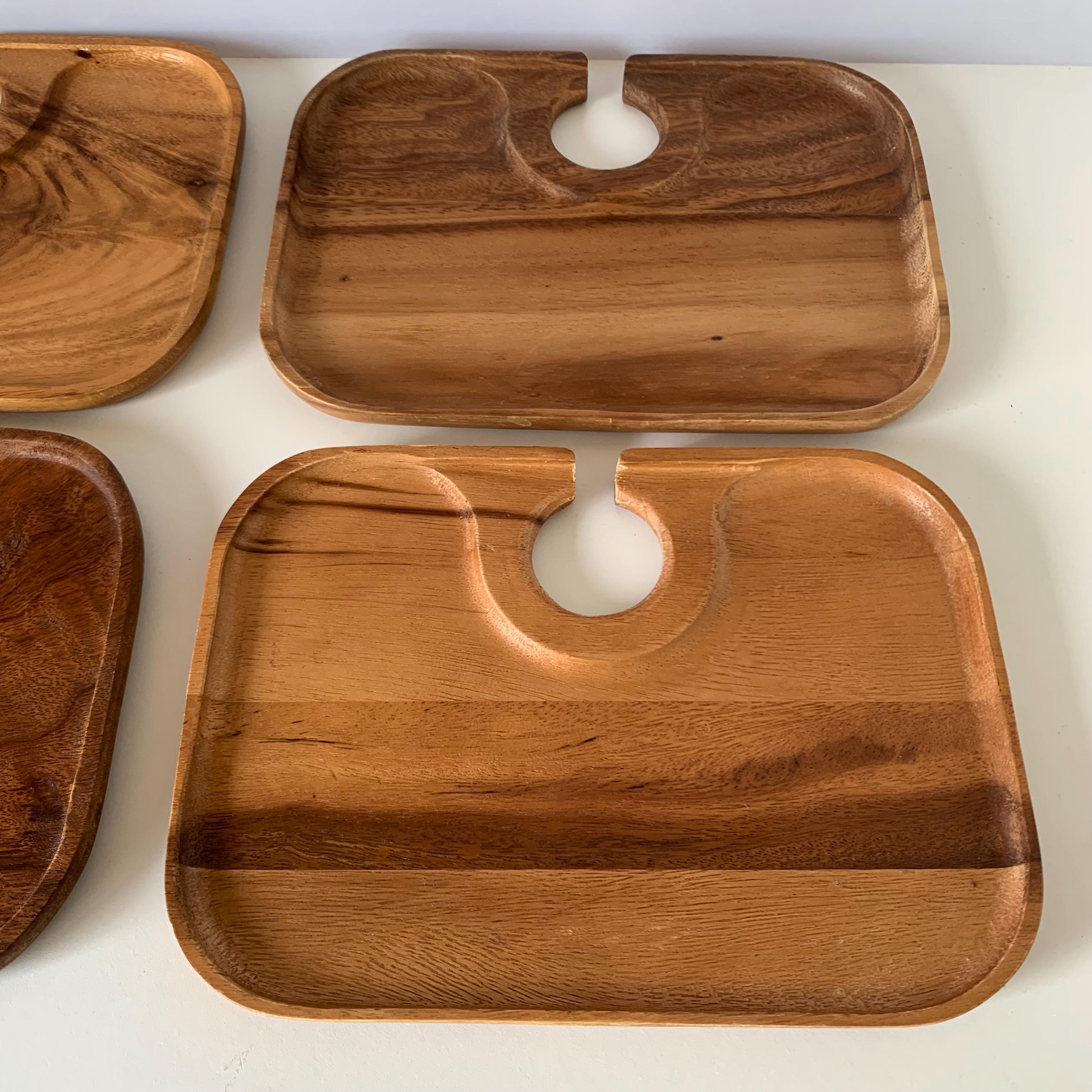 4 WOOD MINGLING TRAYS, Pierre's Pantry Wood Mingling Appetizer Wine ...