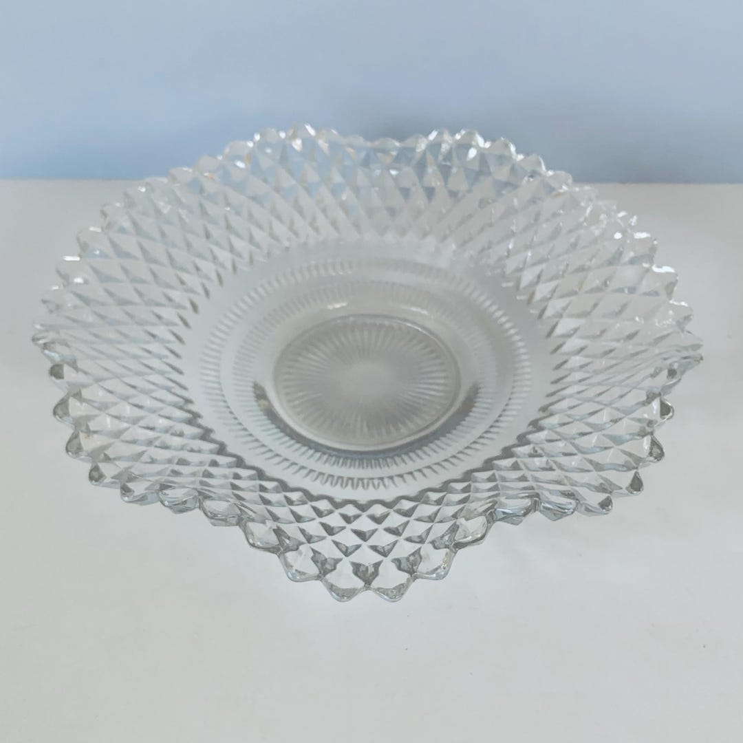 VINTAGE RUFFEL Dish Bowl, Clear Glass Ruffled Edge Round Tray, 6-1/2" W ...