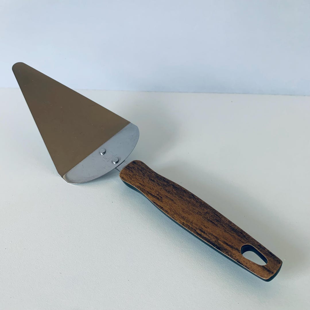 EKCO CAKE and PIE Server, Ekco Black and Brown Wood Look Acrylic Handle ...