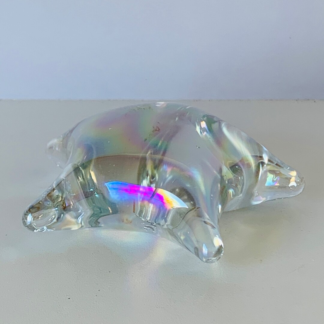 ART GLASS PAPERWEIGHT, Iridescent Glass Star Shape Figure, Solid Glass ...