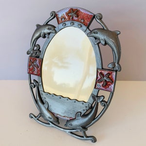 OVAL DOLPHINS METAL Frame, Natures Reflections Agiftcorp Silver Metal ...