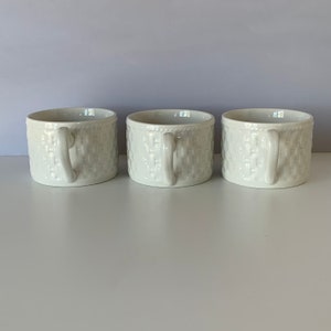 3 ELEGANT WHITE CUPS, Oneida Westerly Basket Coffee Teacups, White ...