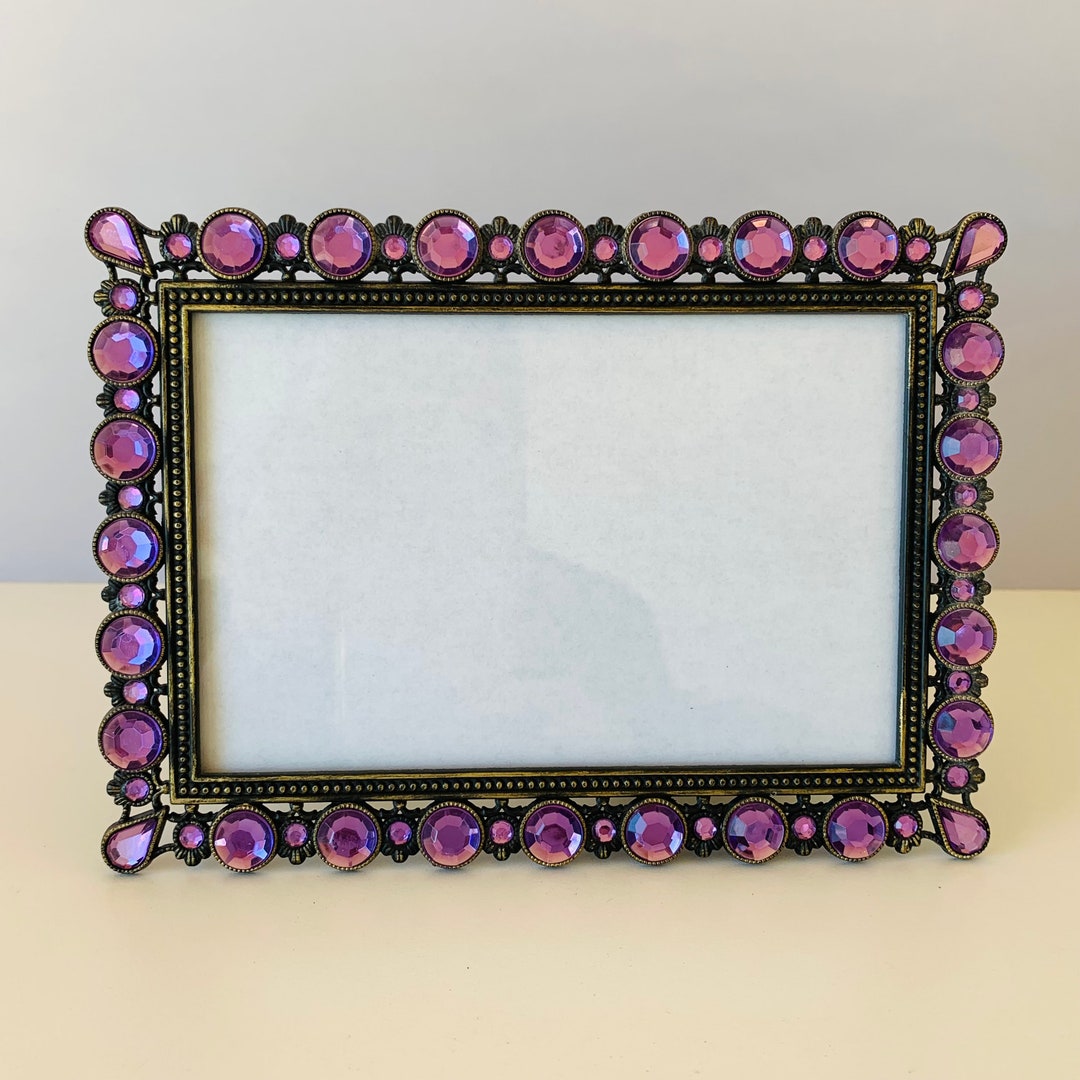 PURPLE RHINESTONES FRAME, Light Purple Rhinestone Jewels and Metal ...