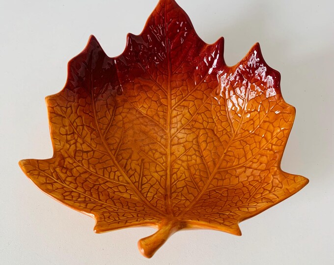LEAF SHAPED BOWL, Russ Berrie Maple Leaf Ceramic Candy Serving Dish ...