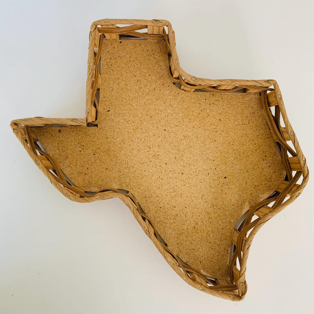 TEXAS BASKET, Texas Shaped Woven Wicker Wood Basket Tray, Vine Teque ...