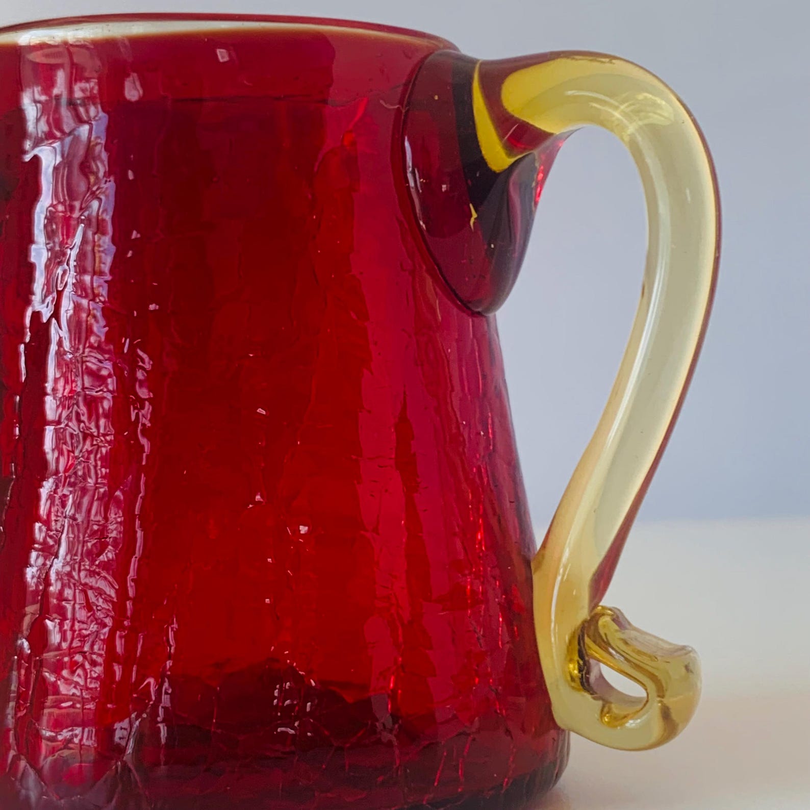 SMALL GLASS PITCHER, Red and Amber Glass 2-1/2 T Pitcher Creamer, Red ...