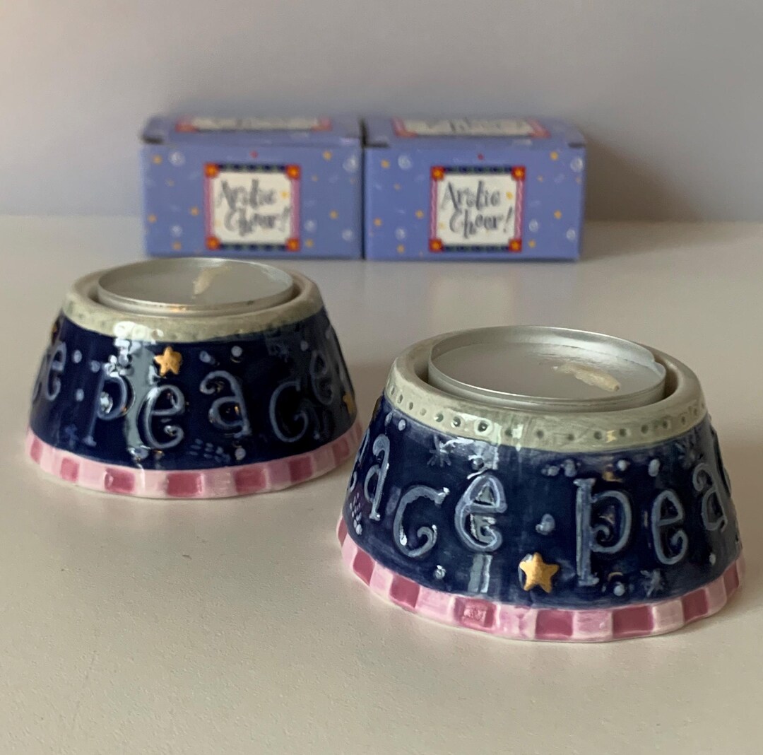 2 PEACE TEALIGHT Candle Holders, New Peace Tealight Candle Holder ...