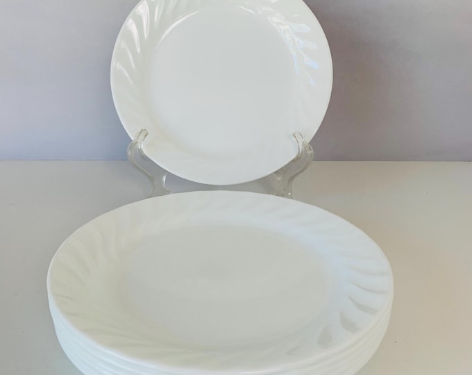 7 CORELLE WHITE SWIRL Appetizer Plates, Corelle Enhancements White ...