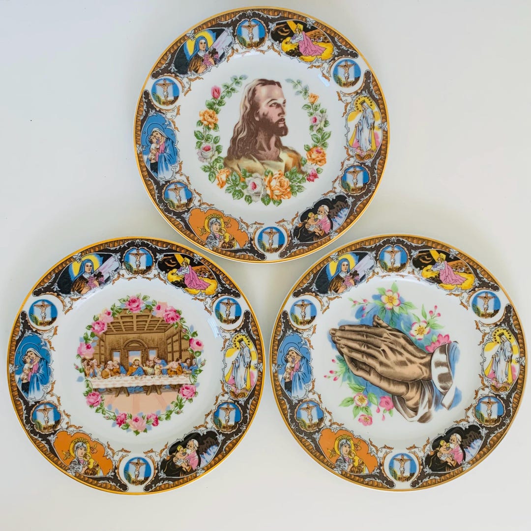 CHRISTIAN HANGABLE PLATES, Jesue Praying Hands and the Last Supper ...