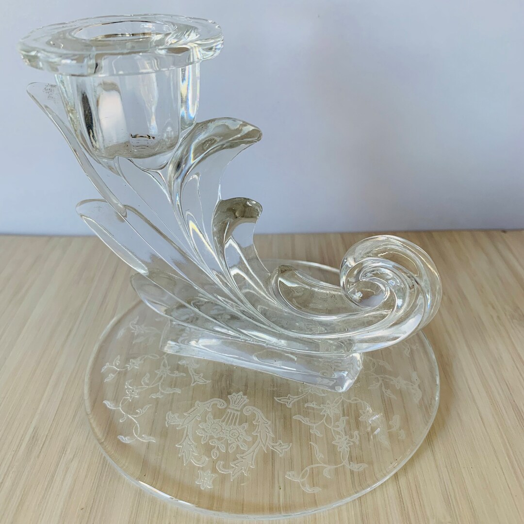 ART DECO TAPER Candle Holder Ornate Art Nouveau Style Clear - Etsy