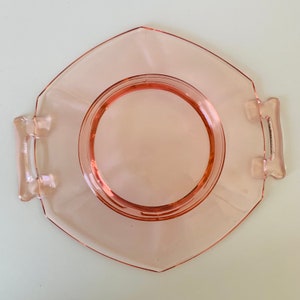 PINK GLASS TRAY, Pink Depression Glass Serving Plate With Glass Handles ...