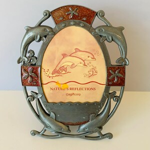 OVAL DOLPHINS METAL Frame, Natures Reflections Agiftcorp Silver Metal ...