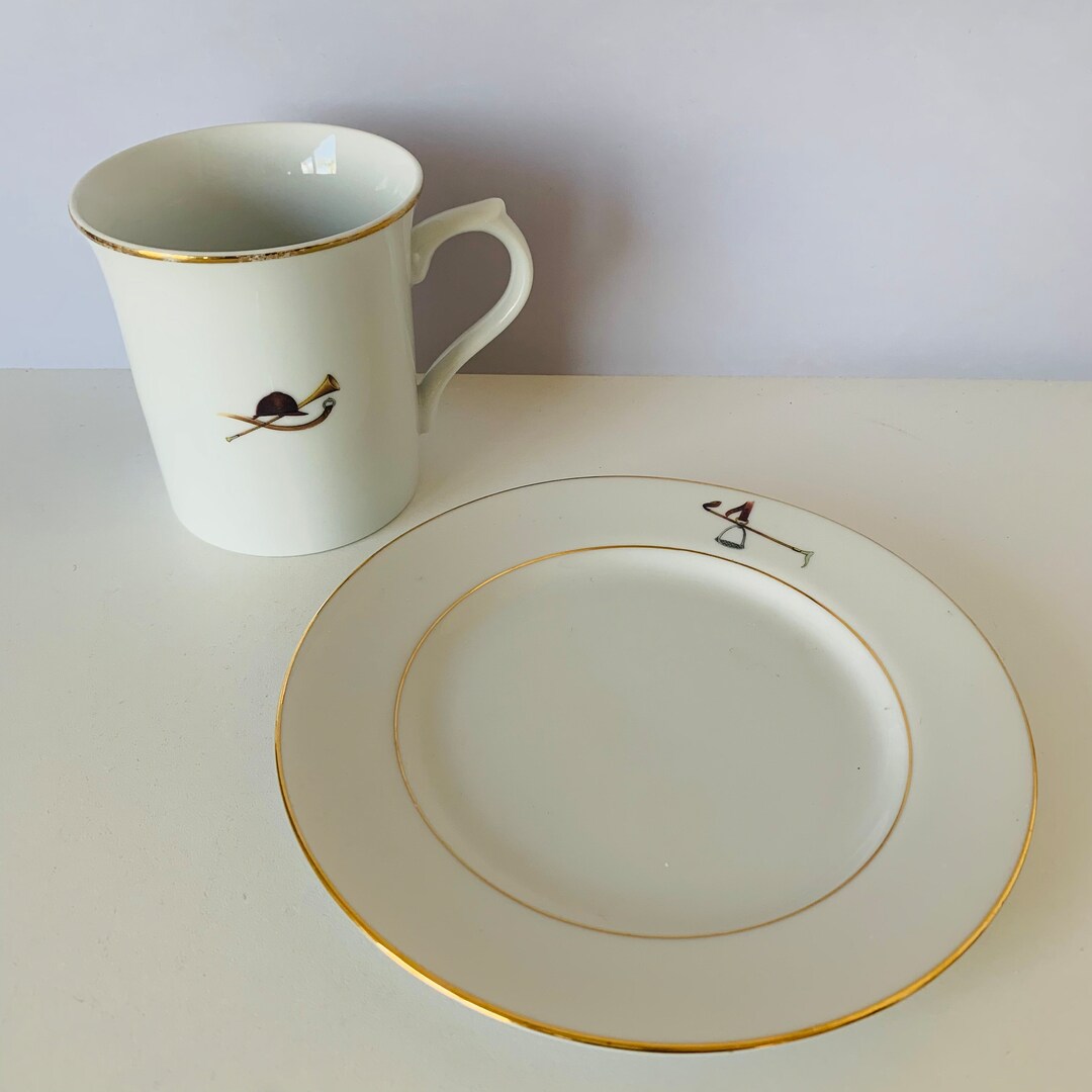 The HUNTSMAN CUP and PLATE, Vintage the Huntsman Coffee Cup and Dessert ...