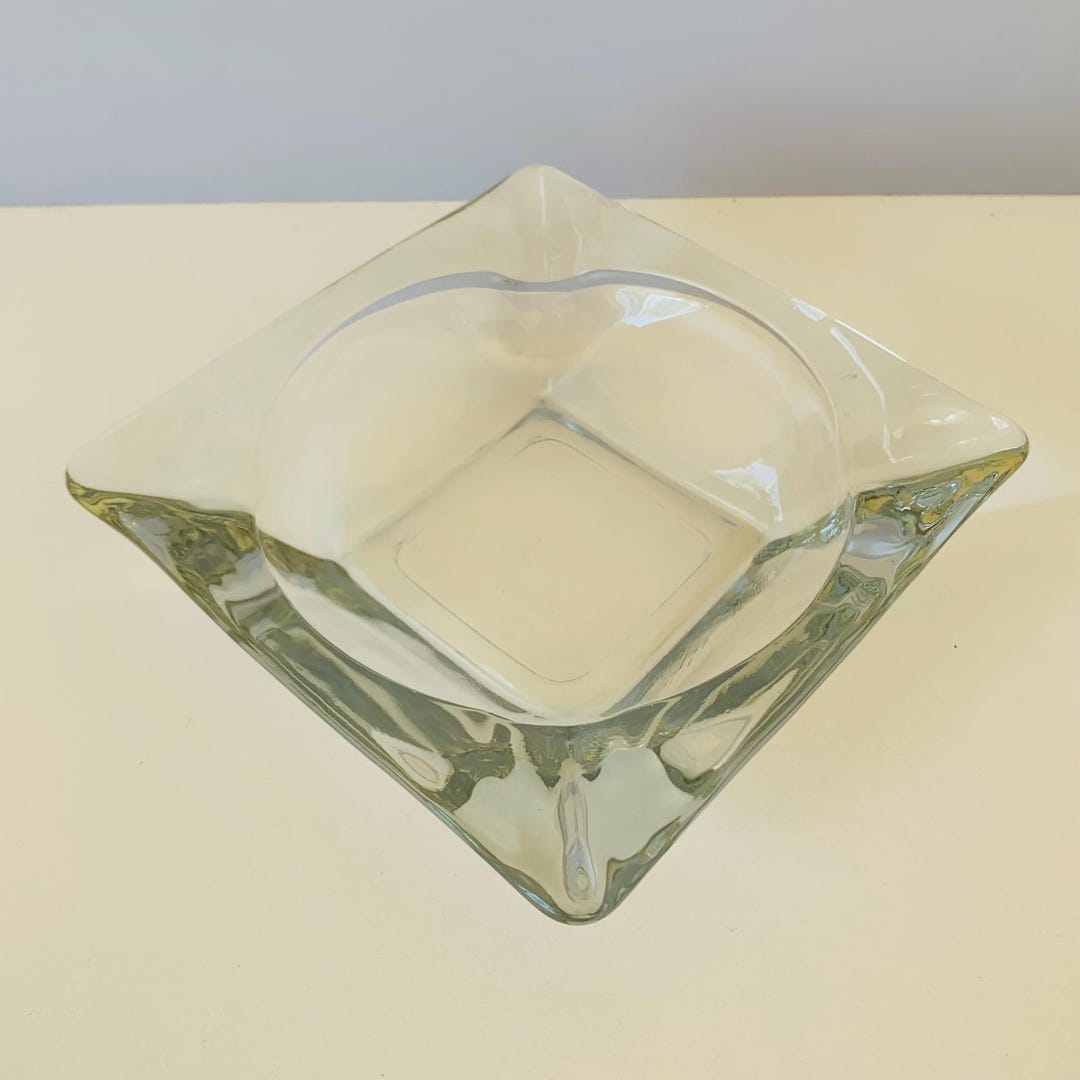 SQUARE GLASS ASHTRAY, Anchor Hocking Clear Glass 4 Slot Ashtray, Art ...