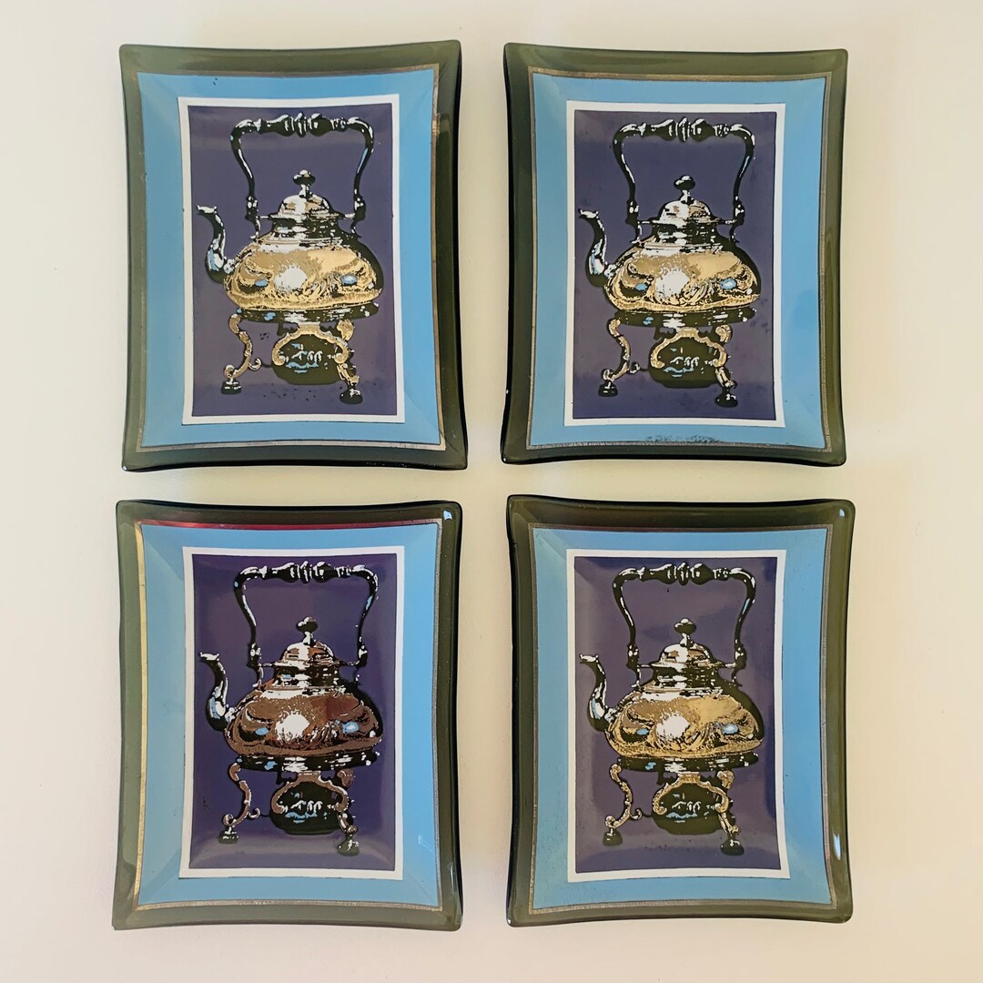 4 HOUZE GLASS DISHES, Houze Art Mini Trays Tea Bag Holders, Houze ...