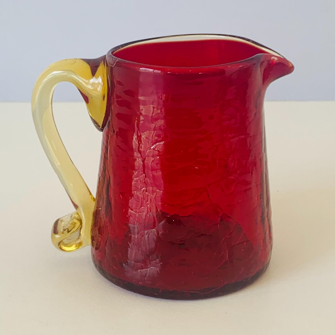 SMALL GLASS PITCHER, Red and Amber Glass 2-1/2 T Pitcher Creamer, Red ...