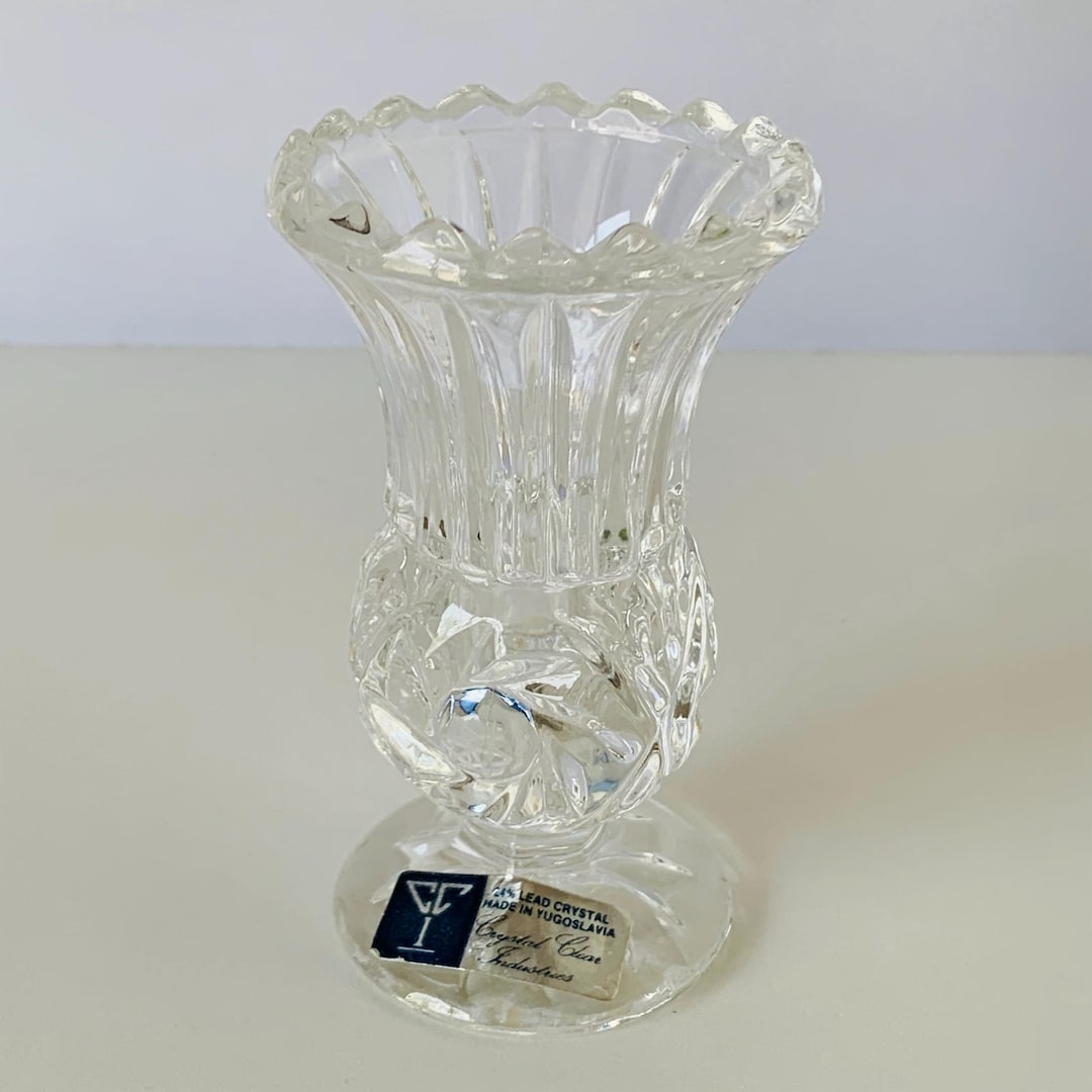 SMALL CRYSTAL VASE, Crystal Clear Industries 24% Lead Crystal Mini Vase ...