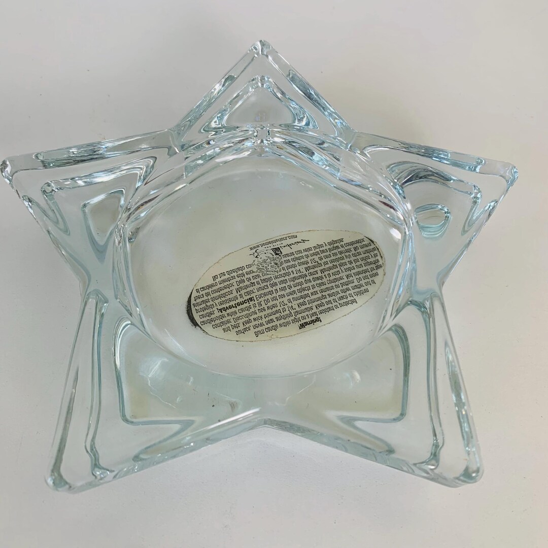 STAR SHAPE CANDLE Holder, Home Interiors Thick Glass Votive and Pillar ...
