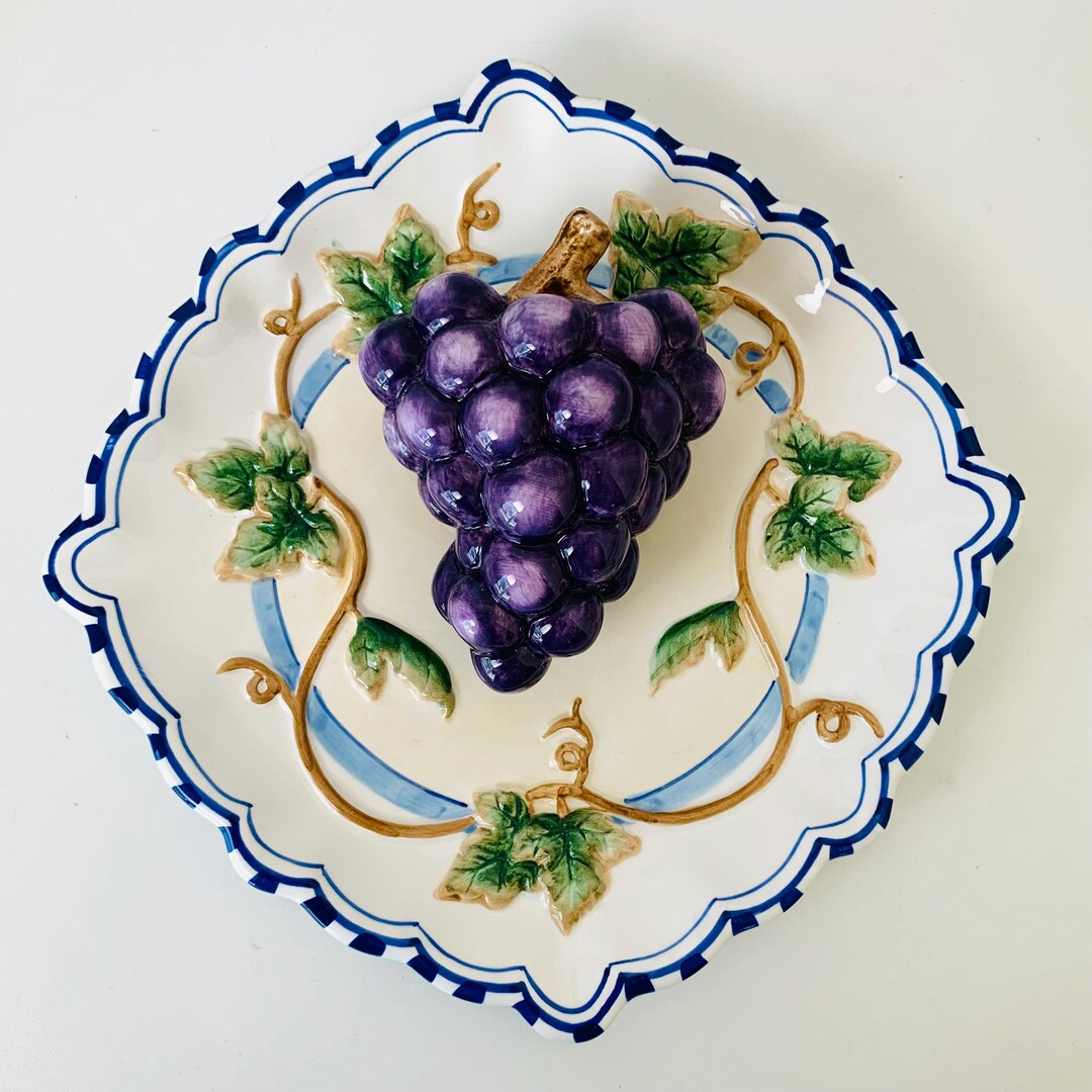 GRAPES WALL PLATE, Bella Casa by Ganz 3D Fruit Hanging, Decorative ...
