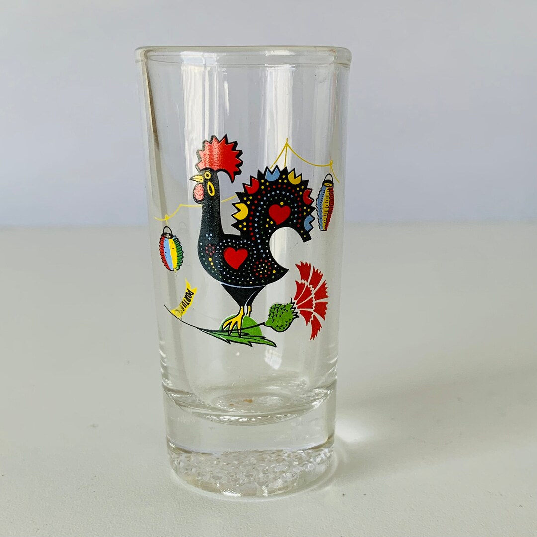ROOSTER SHOT GLASS, Traditional Portuguese Rooster Glass Shot, Made in ...