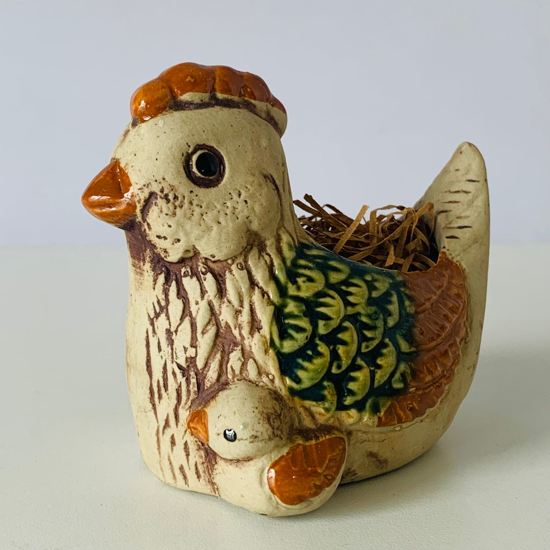 MINI BIRD PLANTER, Vintage Farrah Import Co Hand Painted Clay Bird ...