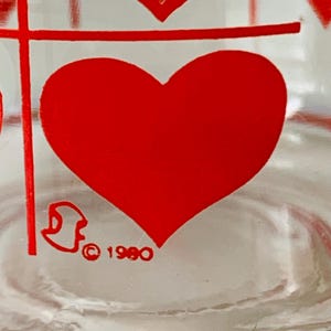 VINTAGE RED HEARTS 1980 Luminarc Glass Mug Cup, Luminarc Clear Glass ...