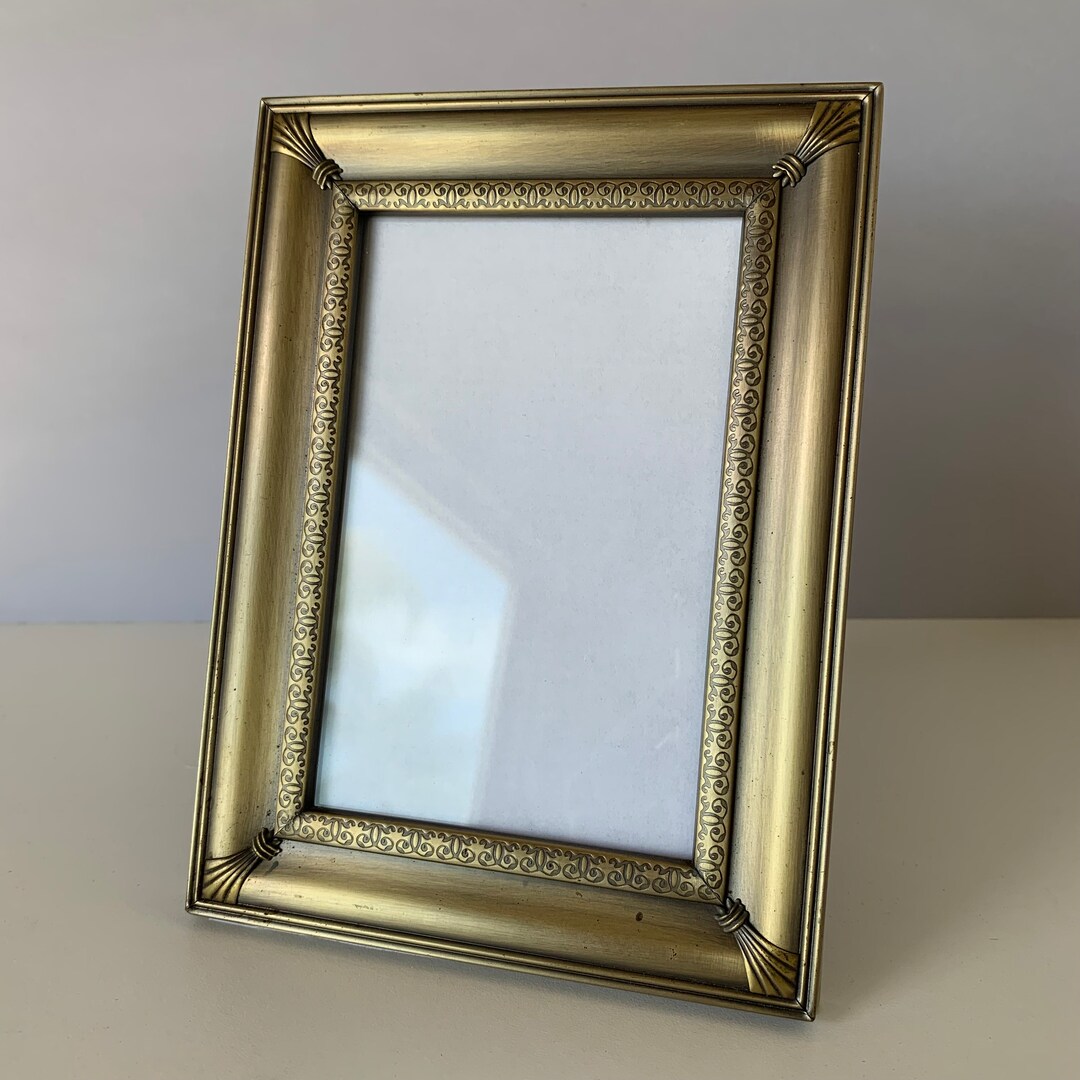 BRUSHED GOLD METAL Finish Frame, 4" X 6" Picture, Brushed Gold Metal ...