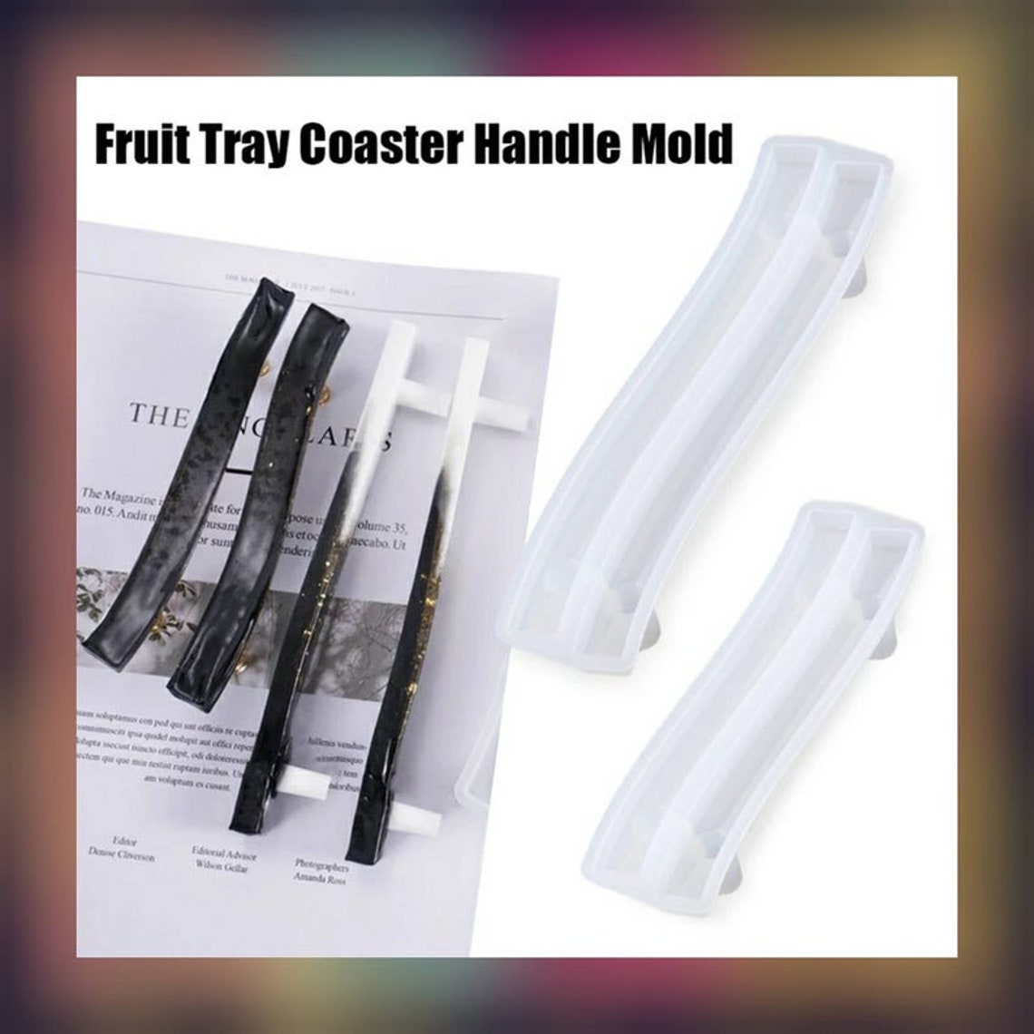 DIY Fruit Tray Handle Resin Decorative Handle Crystal Epoxy Mold Handle ...