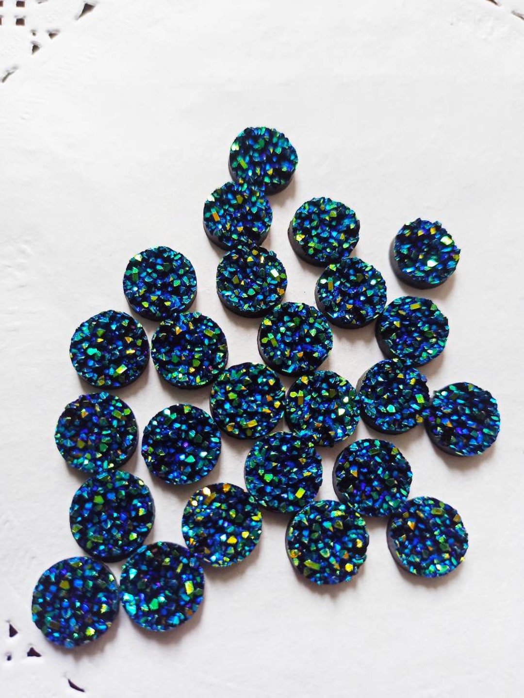Cristal índigo metálico Faux Druzy 12mm Flatback Cabochons ...