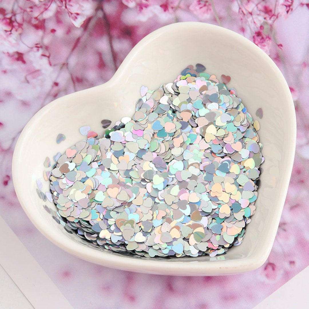 8g Iridescent Heart Glitter,small Confetti Glitter in a Plastic Tub ...