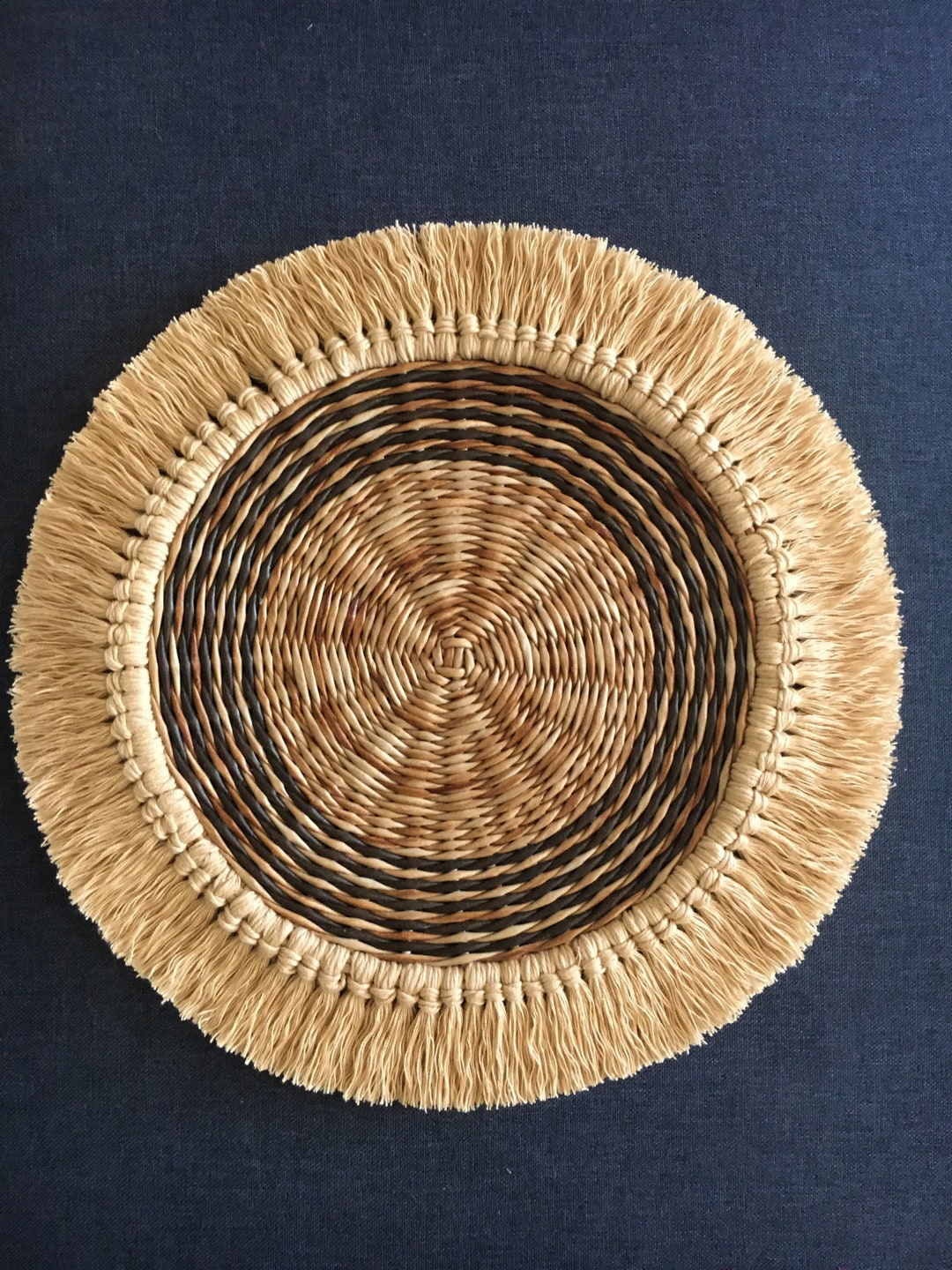 Buy African Round Wicker Fringed Basket Hanging Straw Wall Plate Online ...