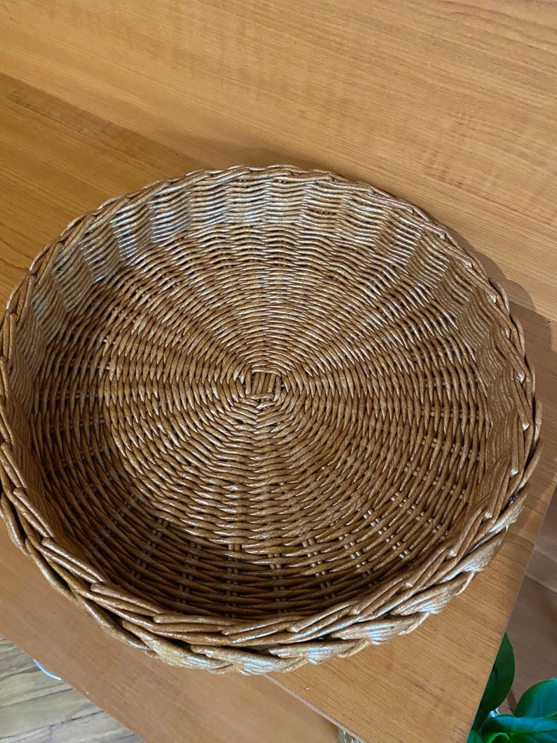 Large Wicker Round Tray Straw Serving Tray Coffee Table Tray Woven ...