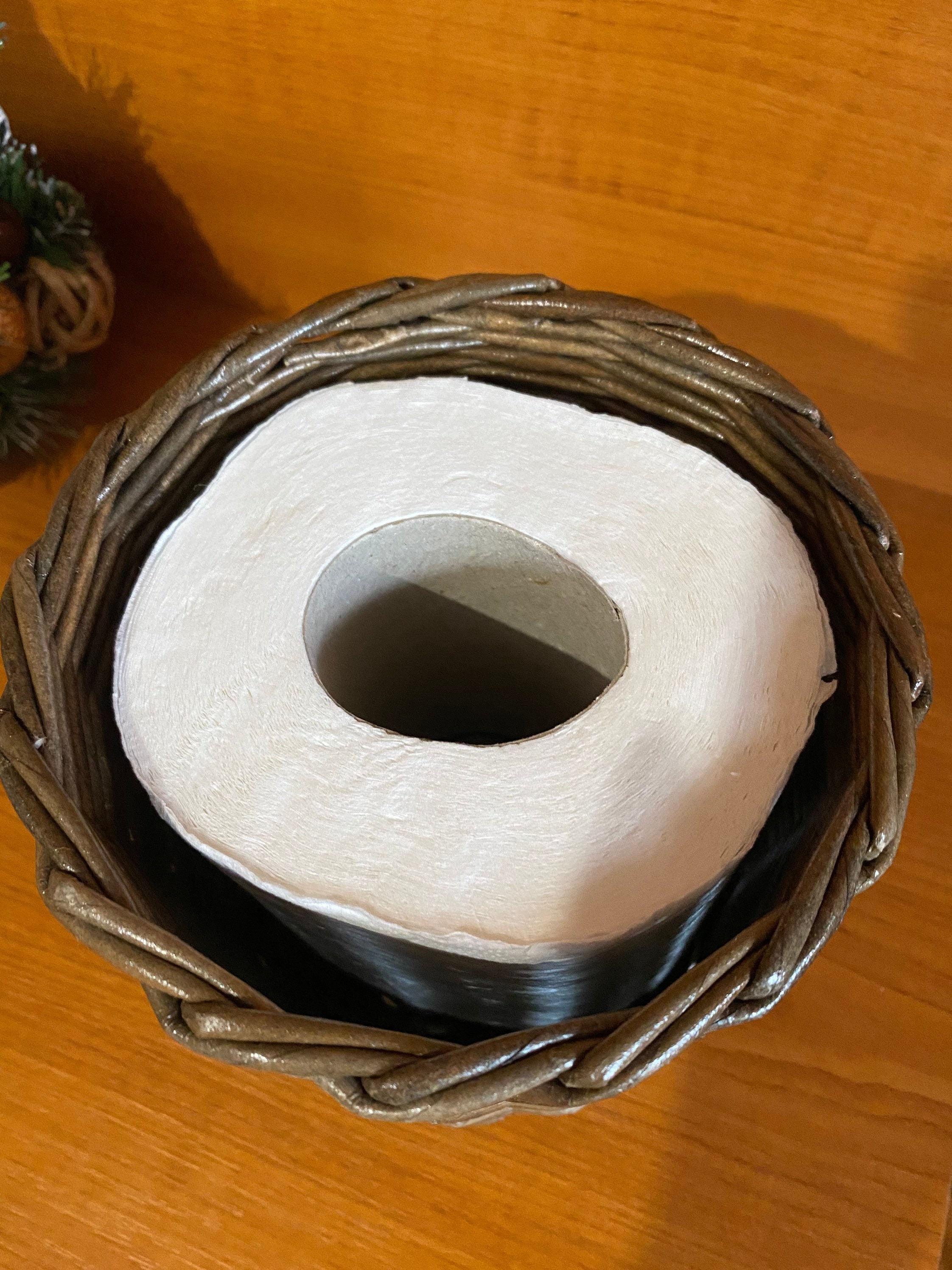 Wicker Toilet Paper Storage Basket Lidded Wicker Round Basket Toilet ...