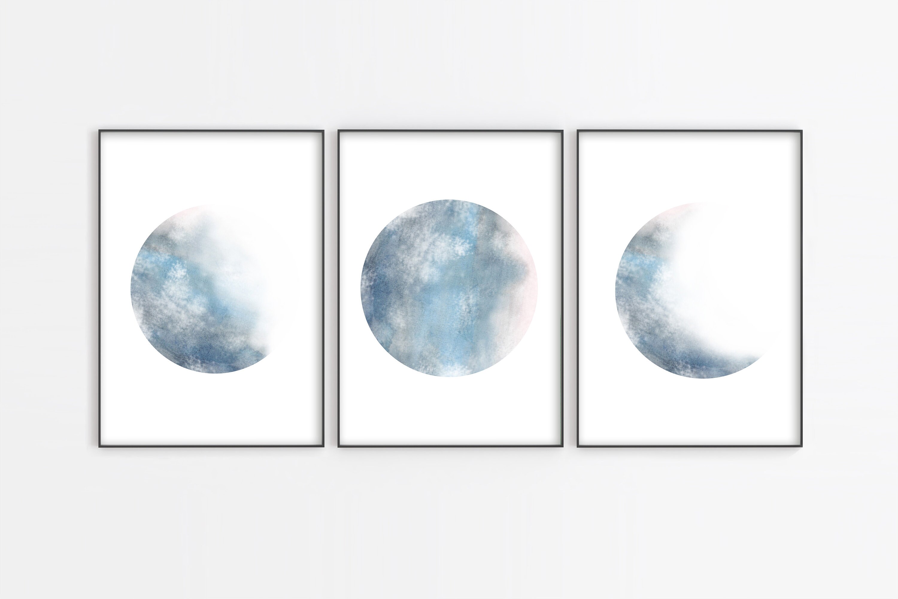 Moon Wall Art Set of 3 Abstract Wall Art Set Bedroom Wall - Etsy