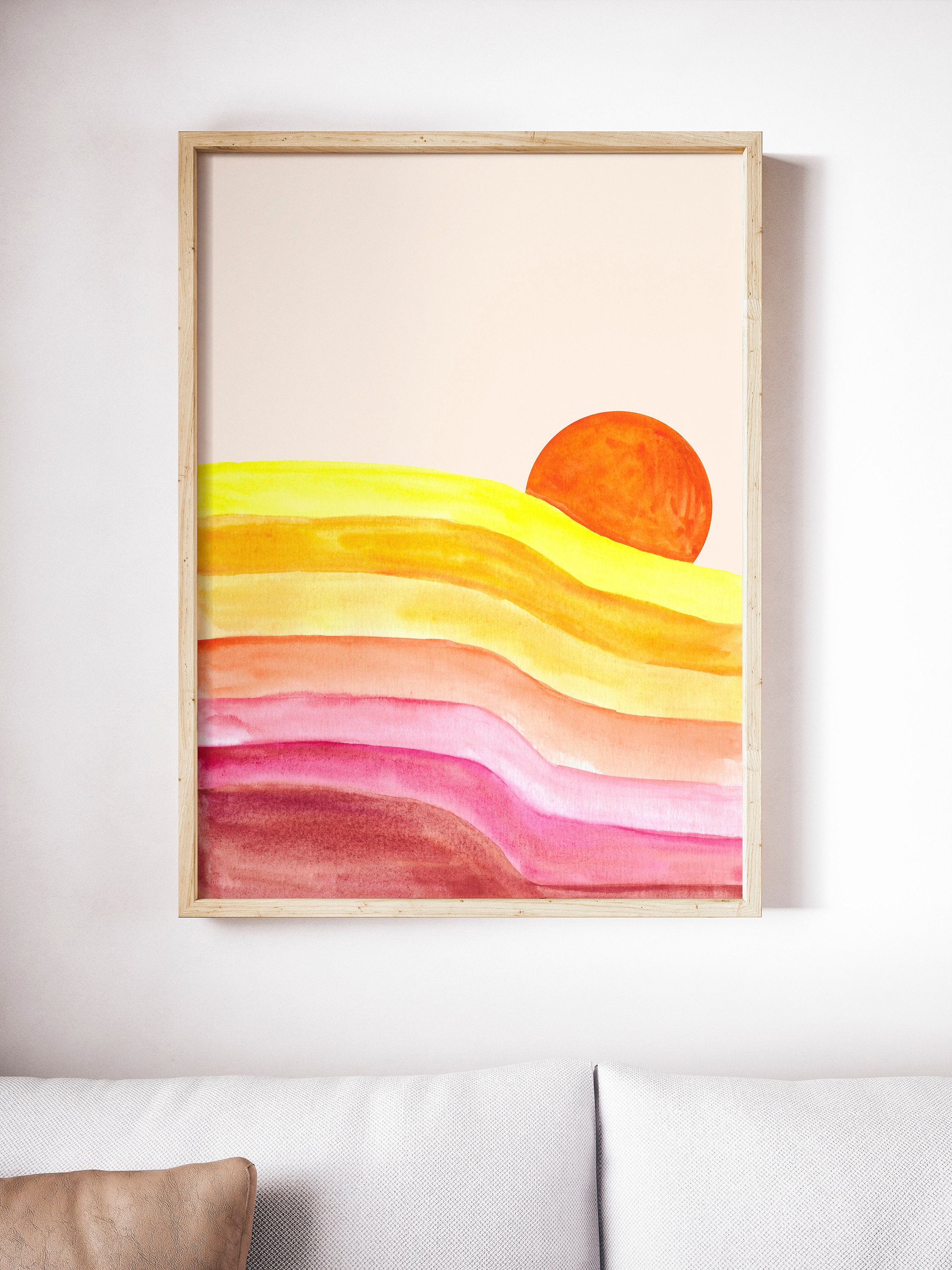 Retro Sunset 70s Sunset Abstract Landscape Printable Art - Etsy