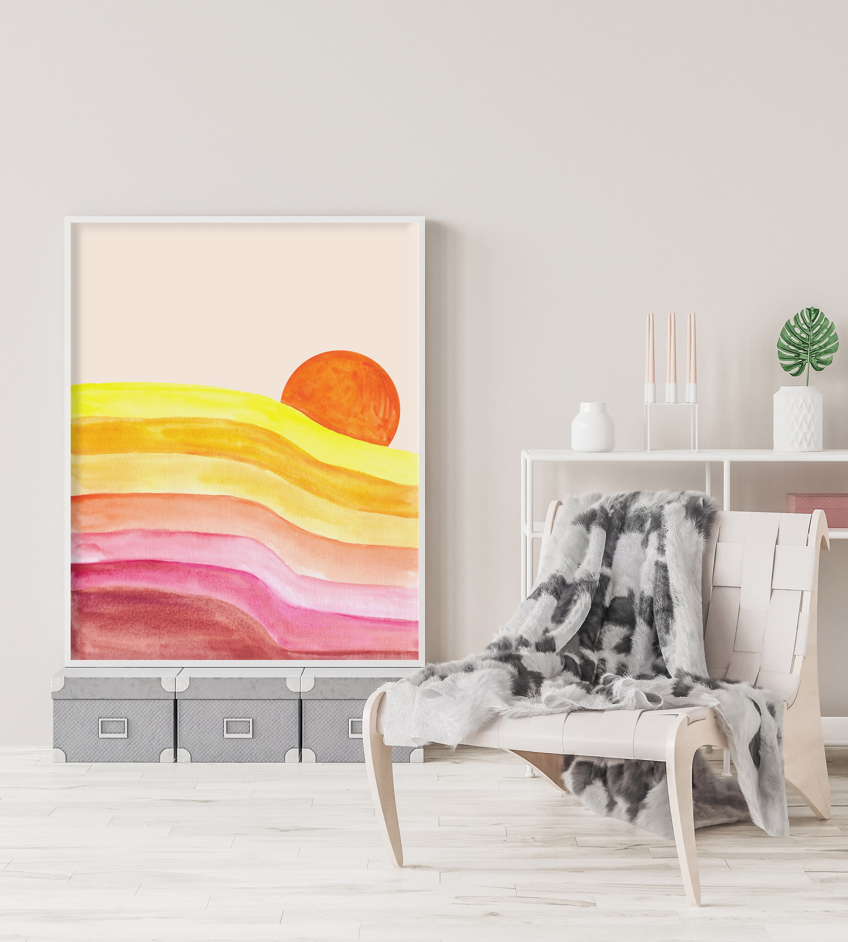Retro Sunset 70s Sunset Abstract Landscape Printable Art - Etsy