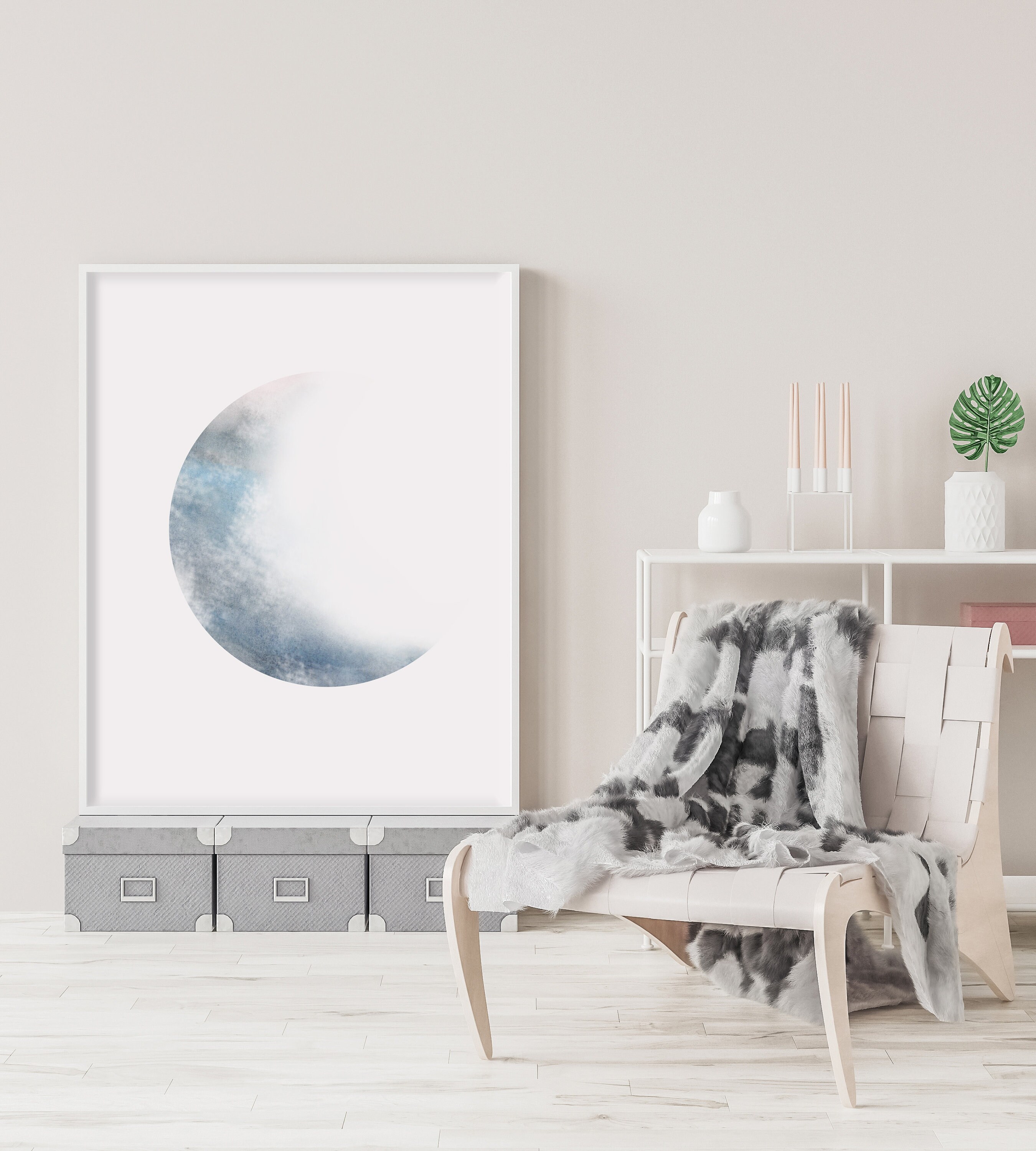 Moon Wall Art Set of 3 Abstract Wall Art Set Bedroom Wall - Etsy
