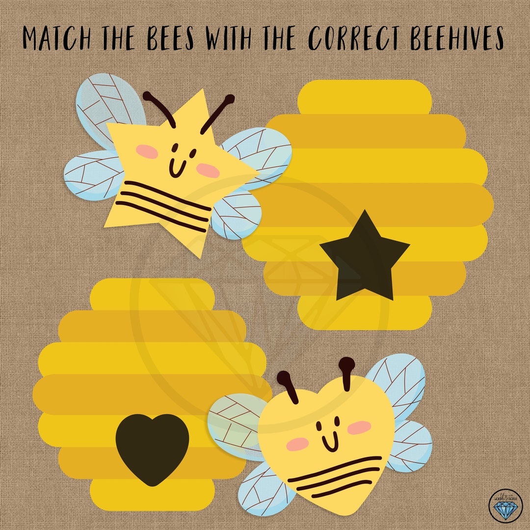 Shape Match, Bees & Beehives, Preschool Printables, Busy Binder ...