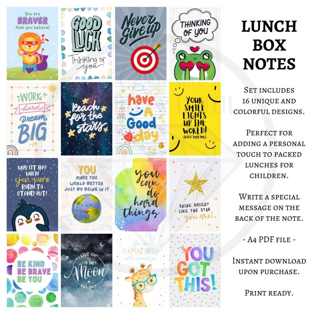 Lunch Box Notes for Kids, Positive Affirmations, Motivational Quotes ...
