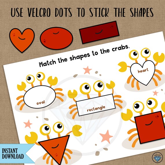 Ocean Activity Crab Shape Match Preschool Printables Busy - Etsy